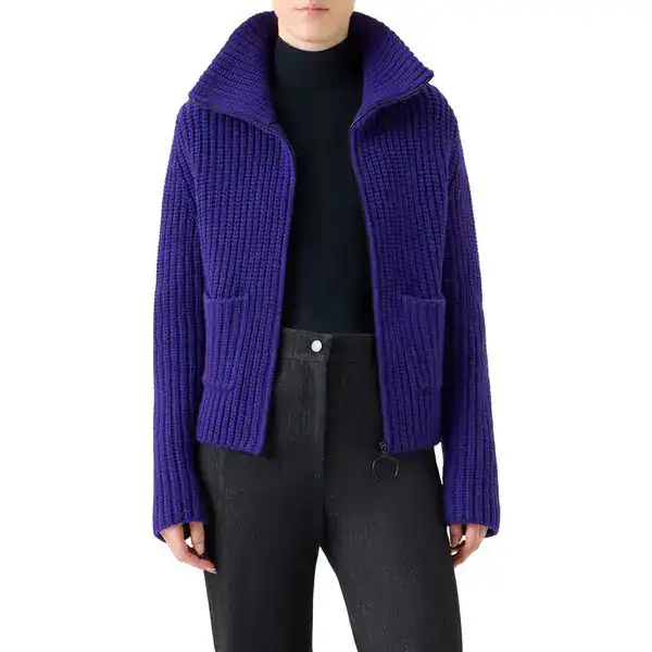 Akris Chunky Virgin Wool & Cashmere Zip-Up Cardigan In Ultra